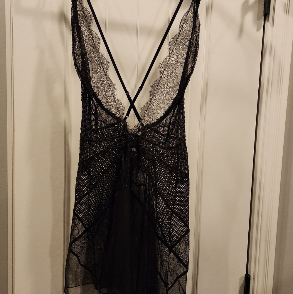 Victoria's Secret Lingerie Black Lace See Thru Large - Gem